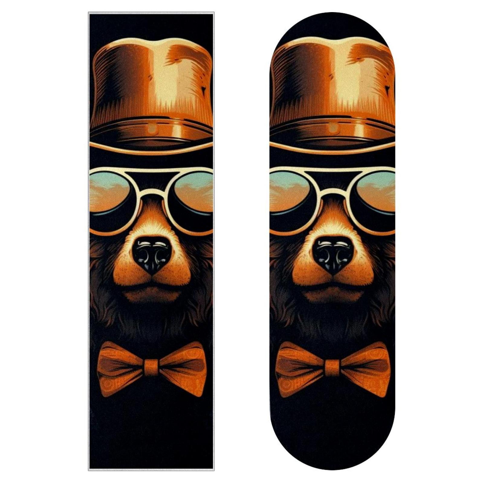 Bear Skateboard Grip Tape Stickers - Pack of Two - Emery Surface PVC Backing - Size 8.8x32.6in ...
