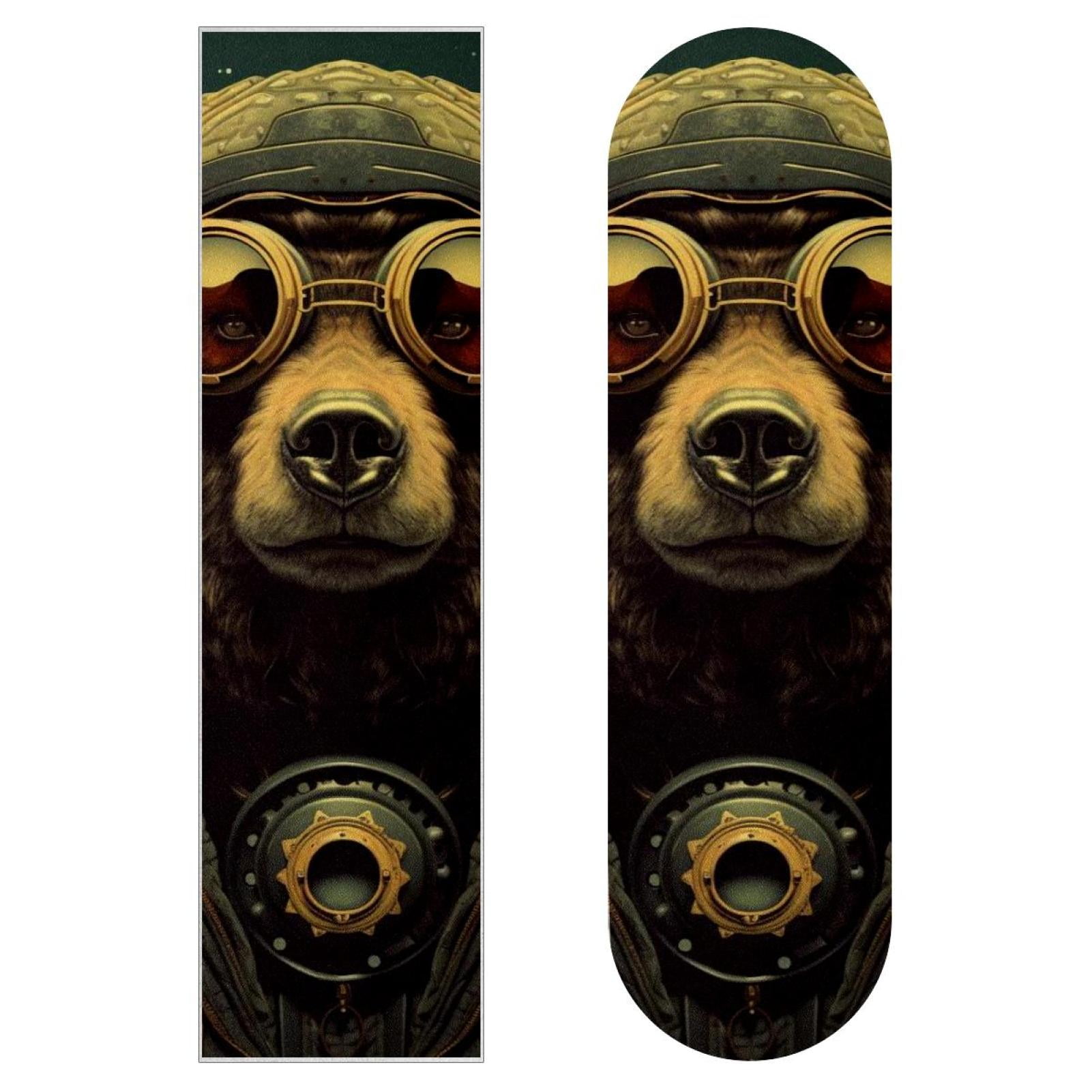 Bear Skateboard Stickers Set of 2 - Emery Surface & PVC Back Material for 8.8x32.6in/22.4x83 cm ...