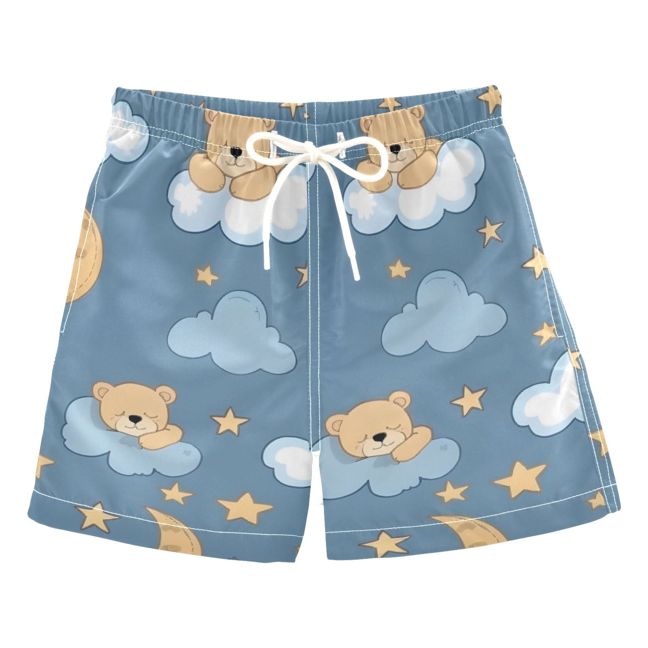 Bear Sleeping on Clouds Moon Stars Boys' Swim Trunks Board Shorts Beach ...