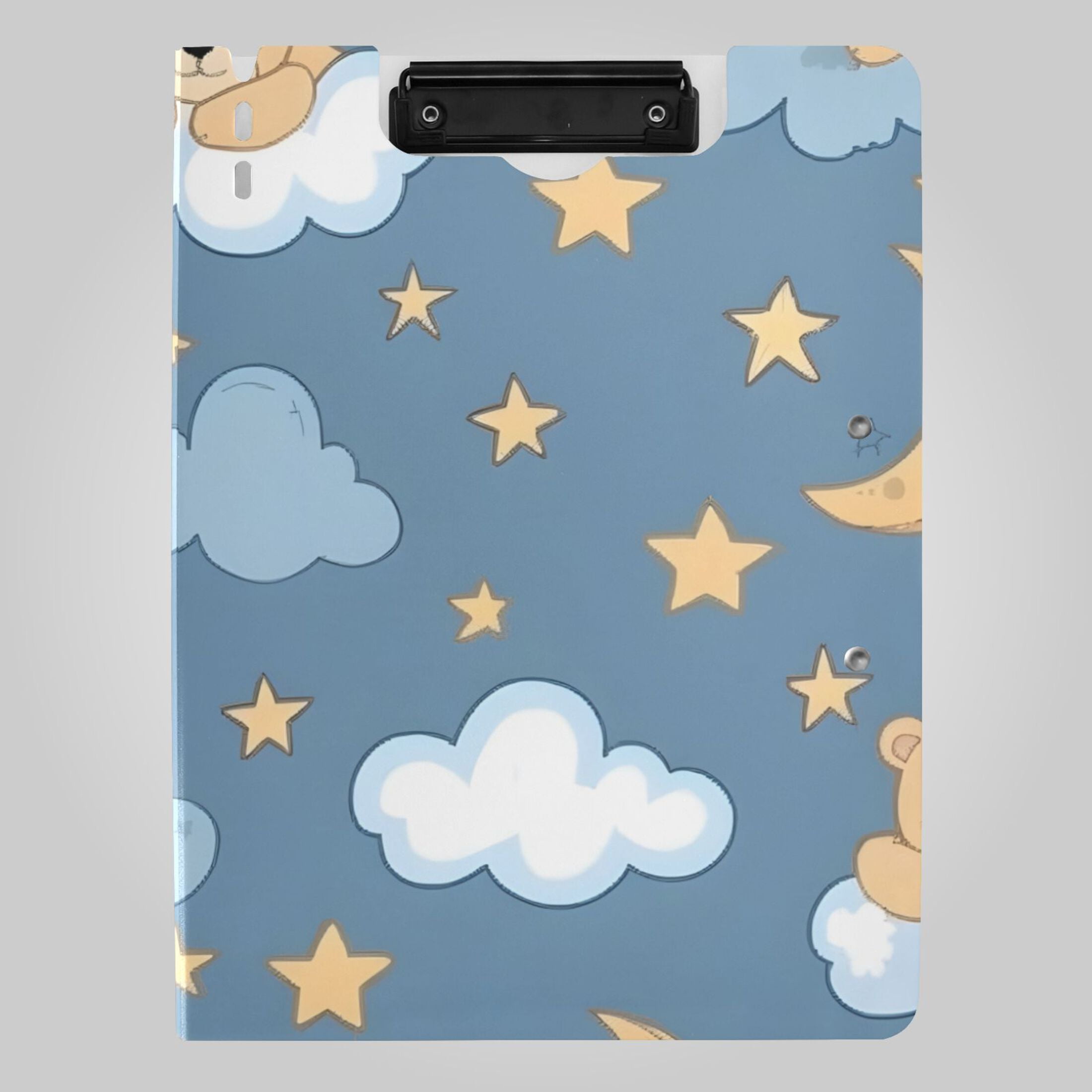 Bear Sleeping on Clouds Moon Stars Foldable Binder Folder Clipboard ...