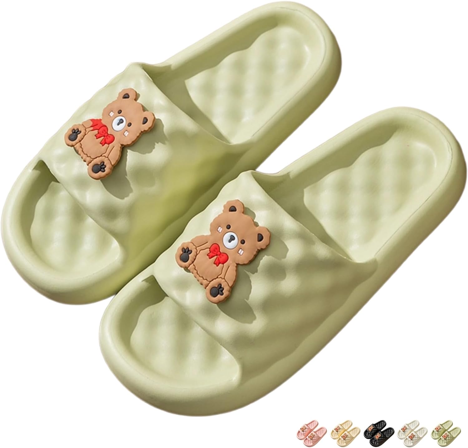 Bear Slippers for Women Men Cute Cartoon Teddy Slides Sandals Indoor ...