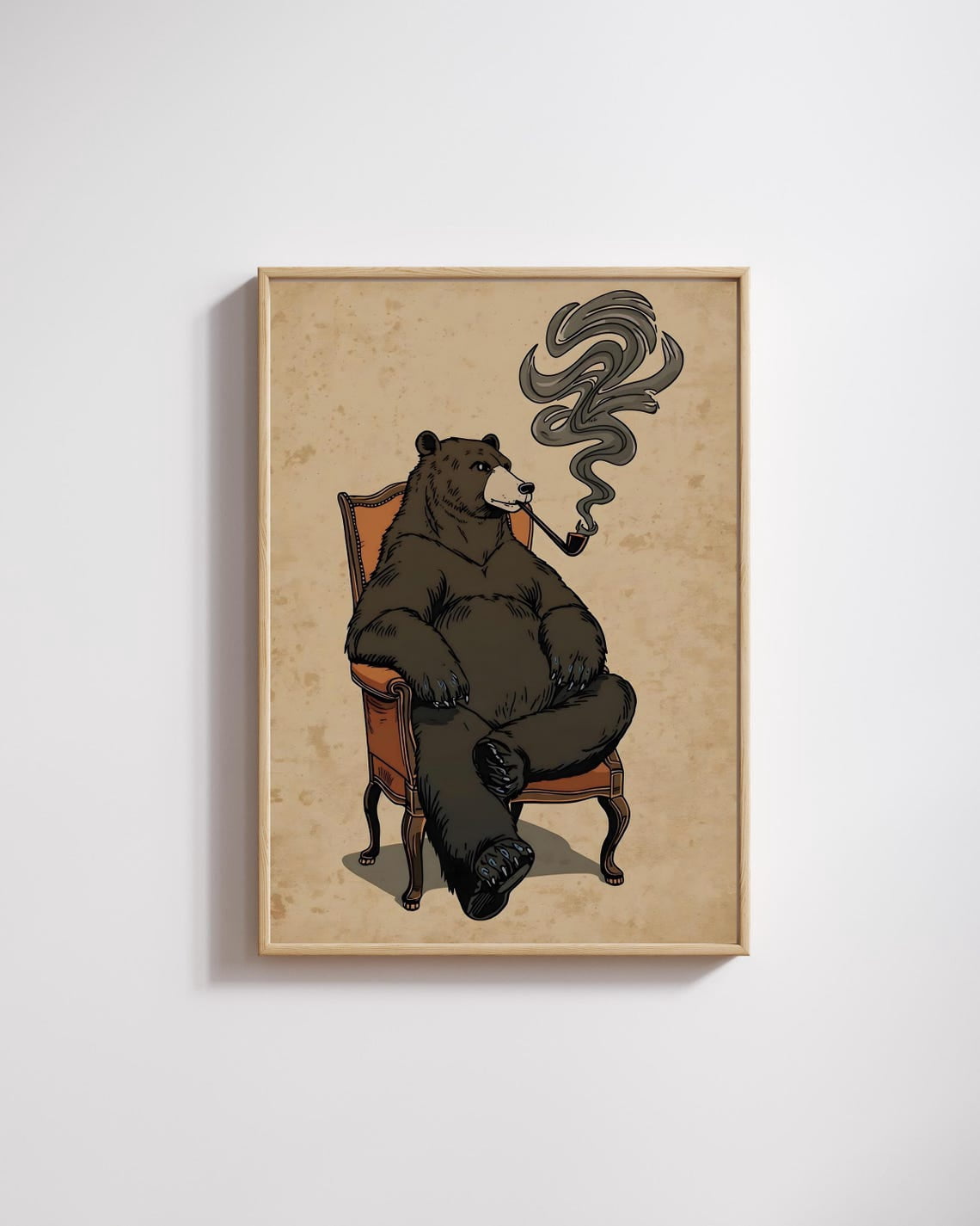 Bear Smoking Pipe Vintage Animal Whimsical Bar Cart Decor Rustic Cabin ...