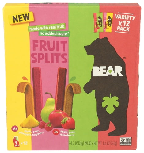 Bear Snacks Fruit Splits Variety 8.4 oz (Pack of 8) - Walmart.com