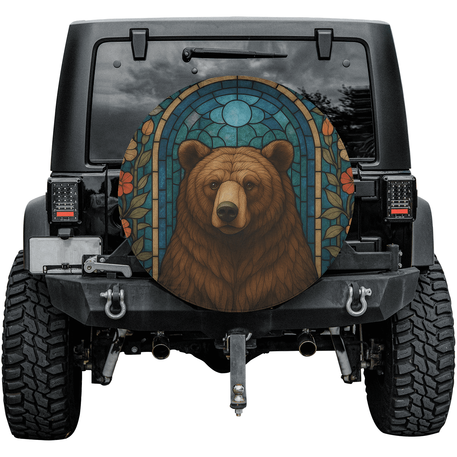 Bear Stained Glass Spare Tire Cover -Waterproof Durable Wheel Tire ...