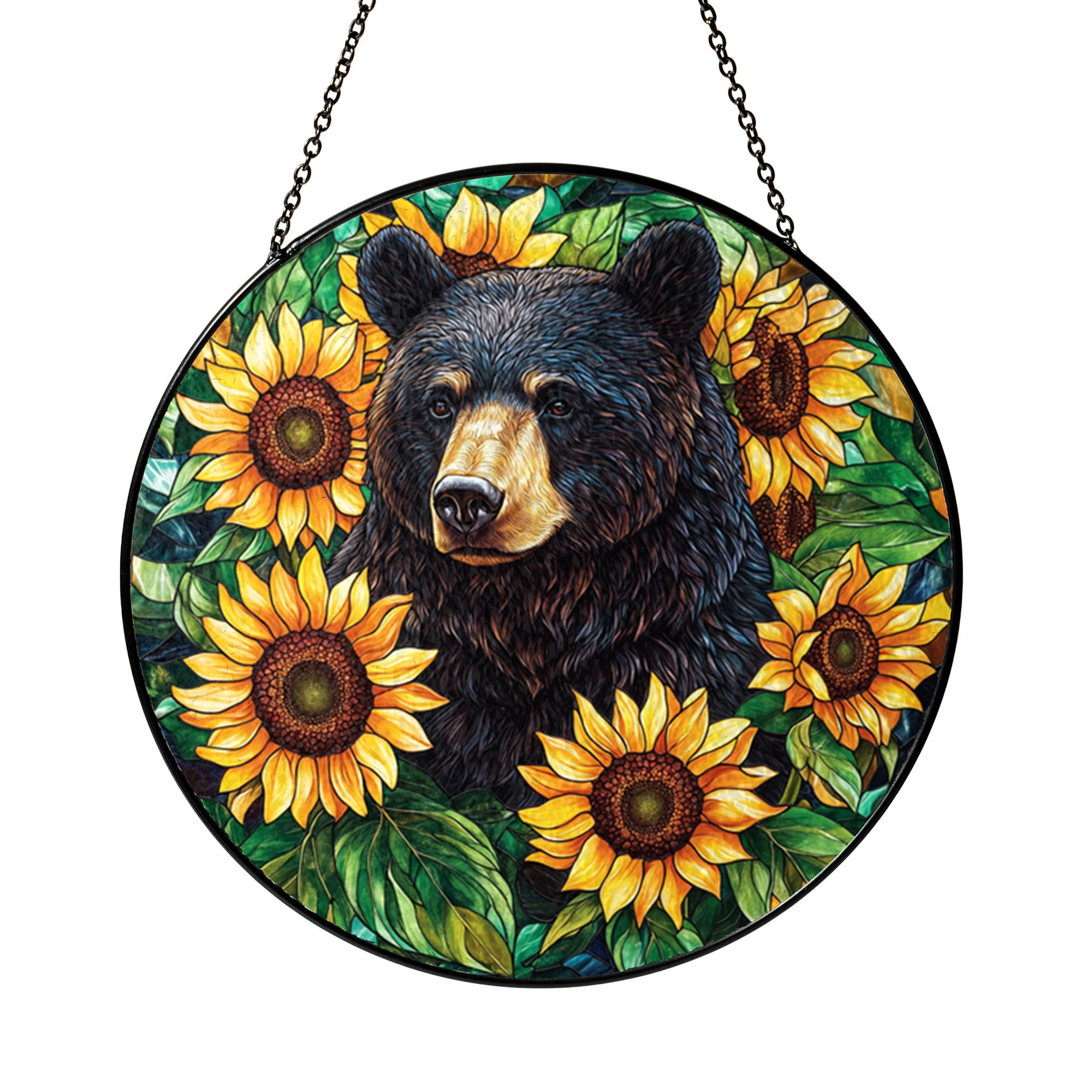 Bear Stained Glass Style Window Hanging – Nature Inspired Decor ...