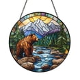 Bear Stained Glass Window Suncatcher, Mountain Landscape Home Decor ...
