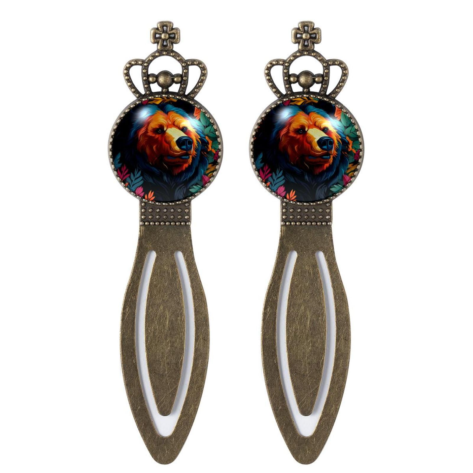 Bear Stainless Steel Crown-Shaped Bookmarks – Set of 2, Unique Gift for ...