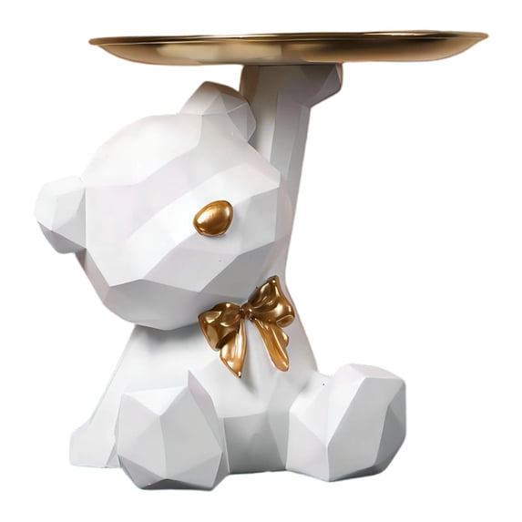 Bear Statue Key Holder Tray Figurine, Resin Decorative Storage Dish ...