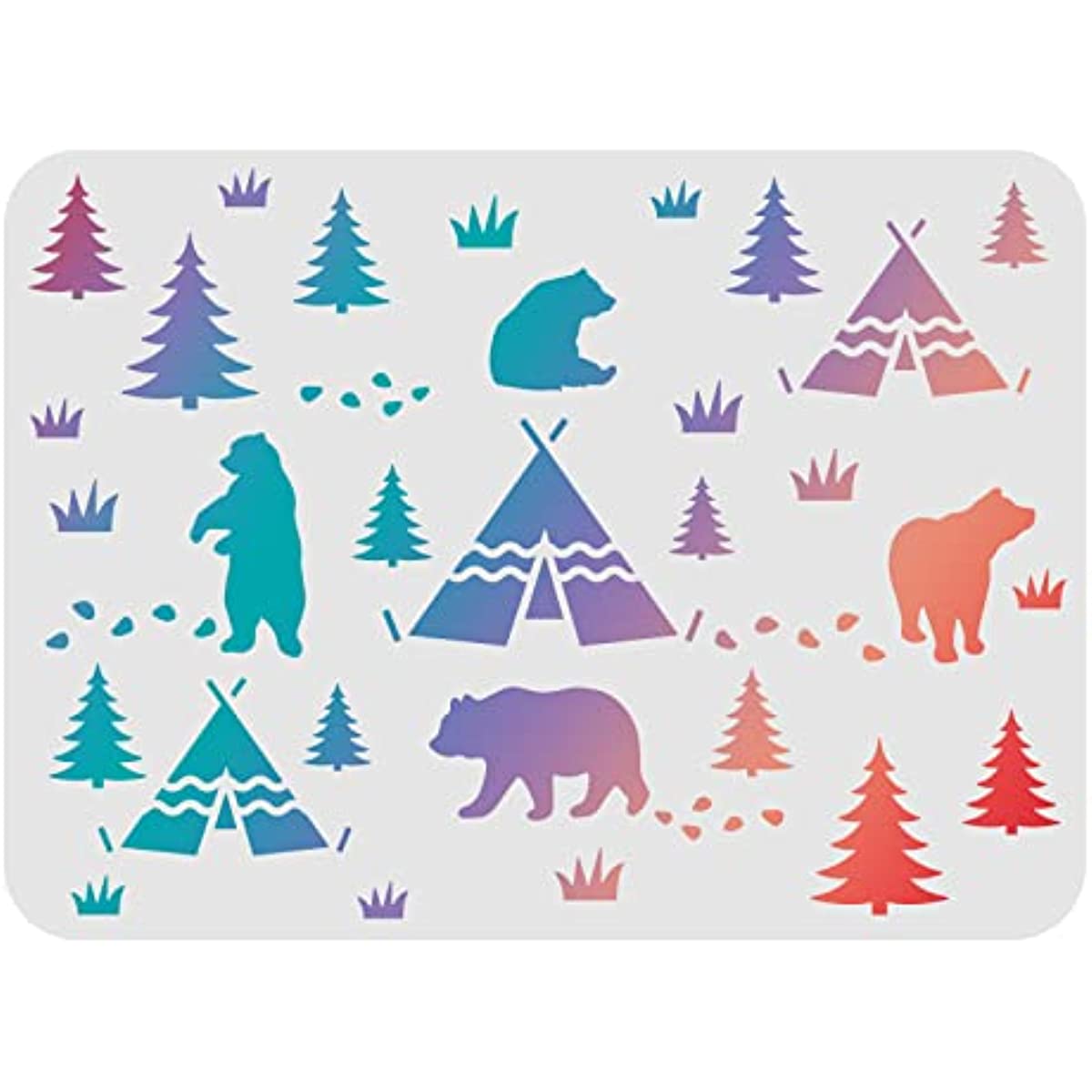 Bear Stencils Template 11.7x8.3 inchPlastic Tent Grass Drawing Painting ...