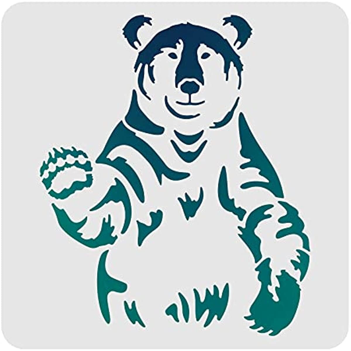 Bear Stencils Wall Decoration Template 11.8x11.8 inch Plastic Bear Drawing Painting Stencils ...