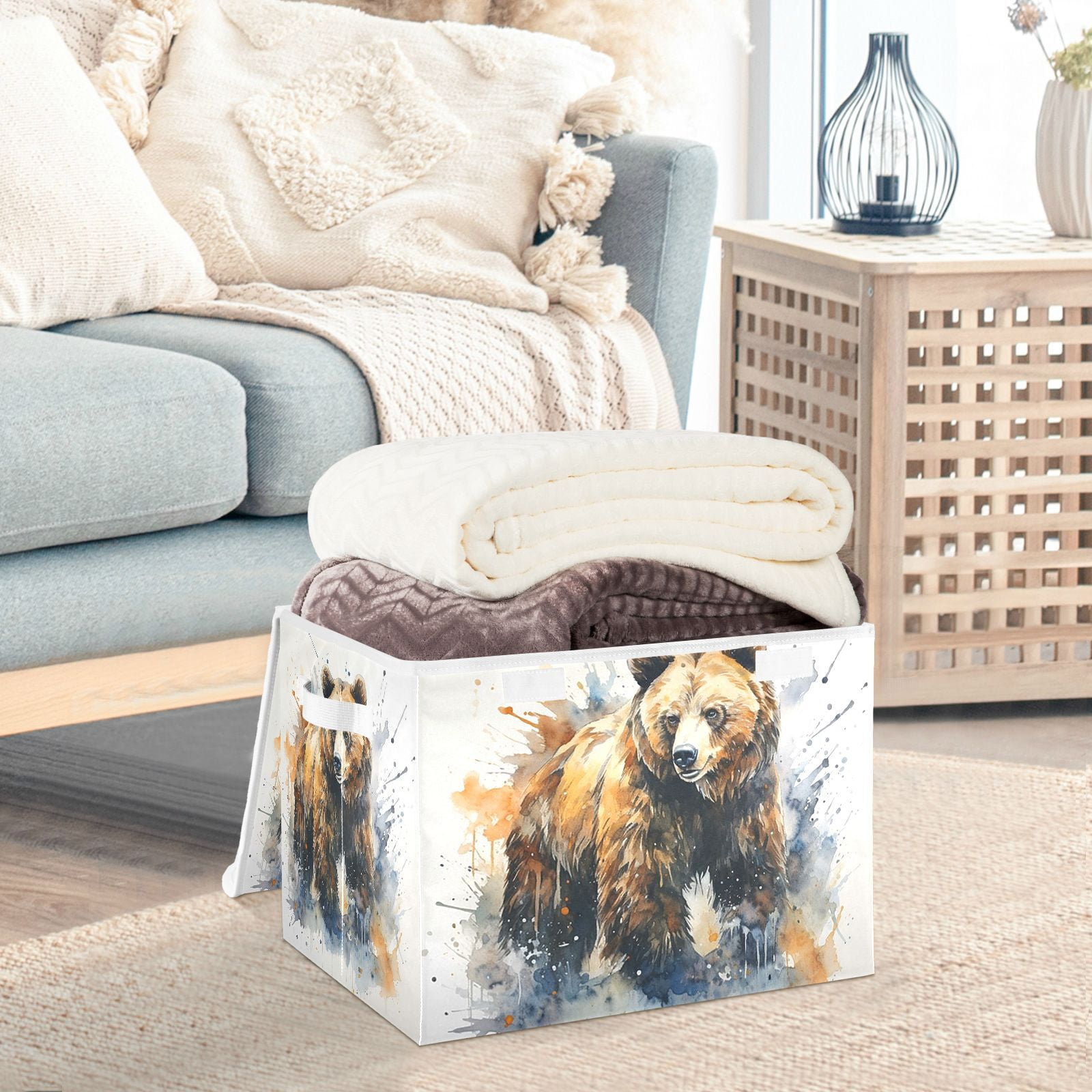 Bear Storage Basket Foldable Laundry Basket Shelf Kids Toy Storage ...