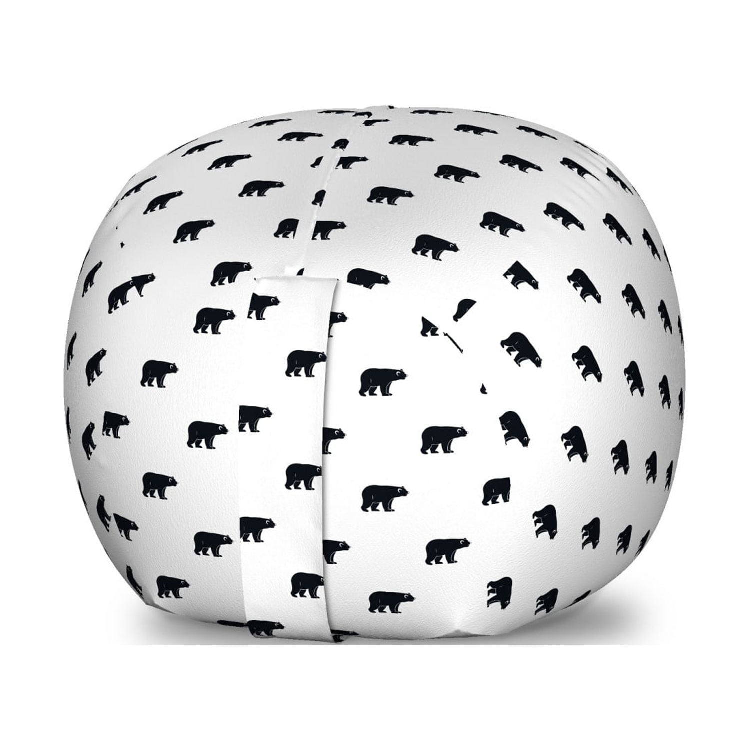 Bear Storage Toy Bag Chair, Repeating Wild Animal Pattern Monochrome ...