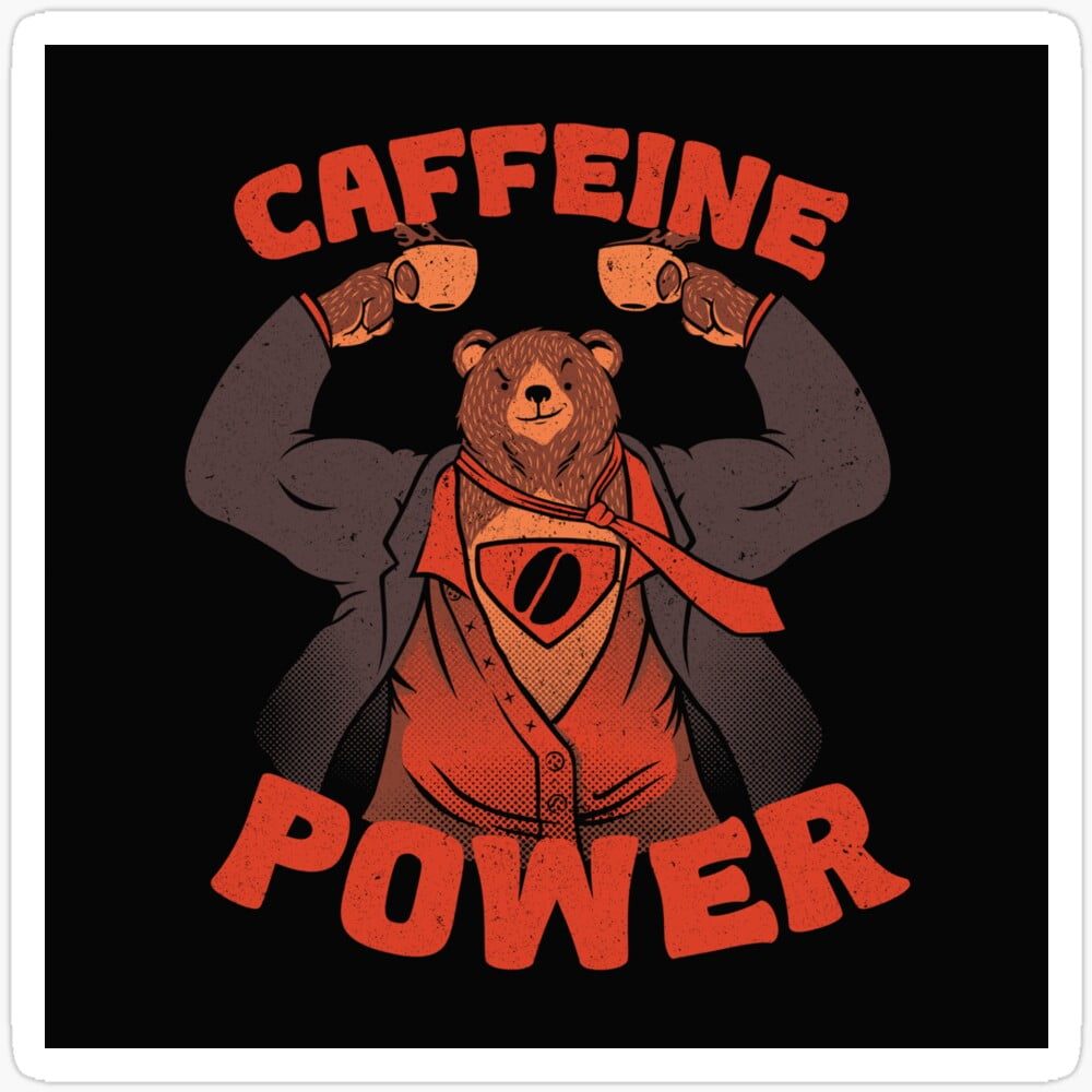 Bear Strong Caffeine Monday Sticker Phone Decal Water Bottle Stickers ...
