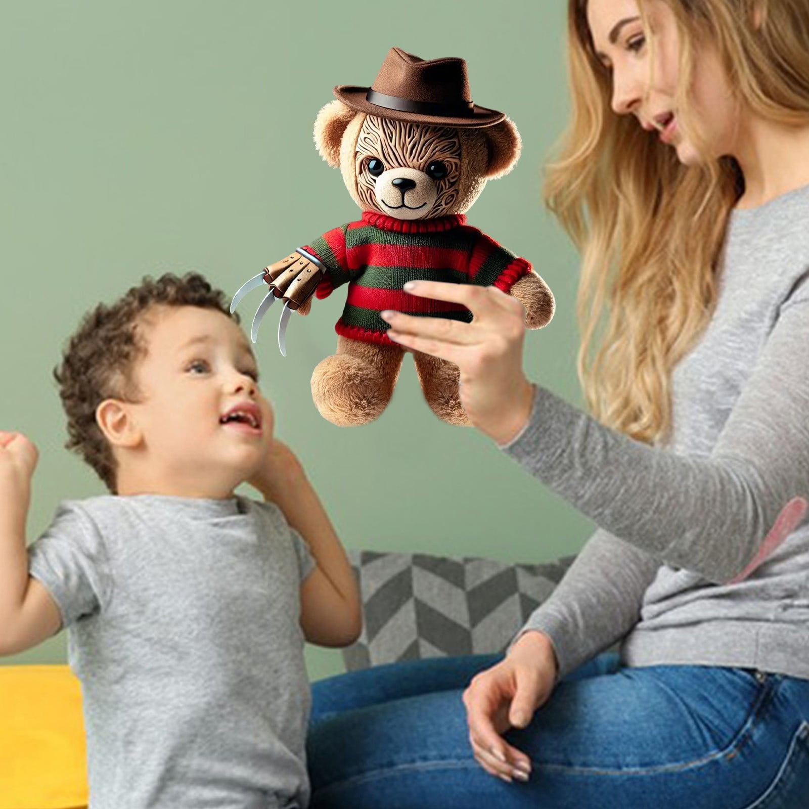 Bear Stuffed Animal,8x6" - Terrifying Bear with Hat Plush Doll,Plush ...