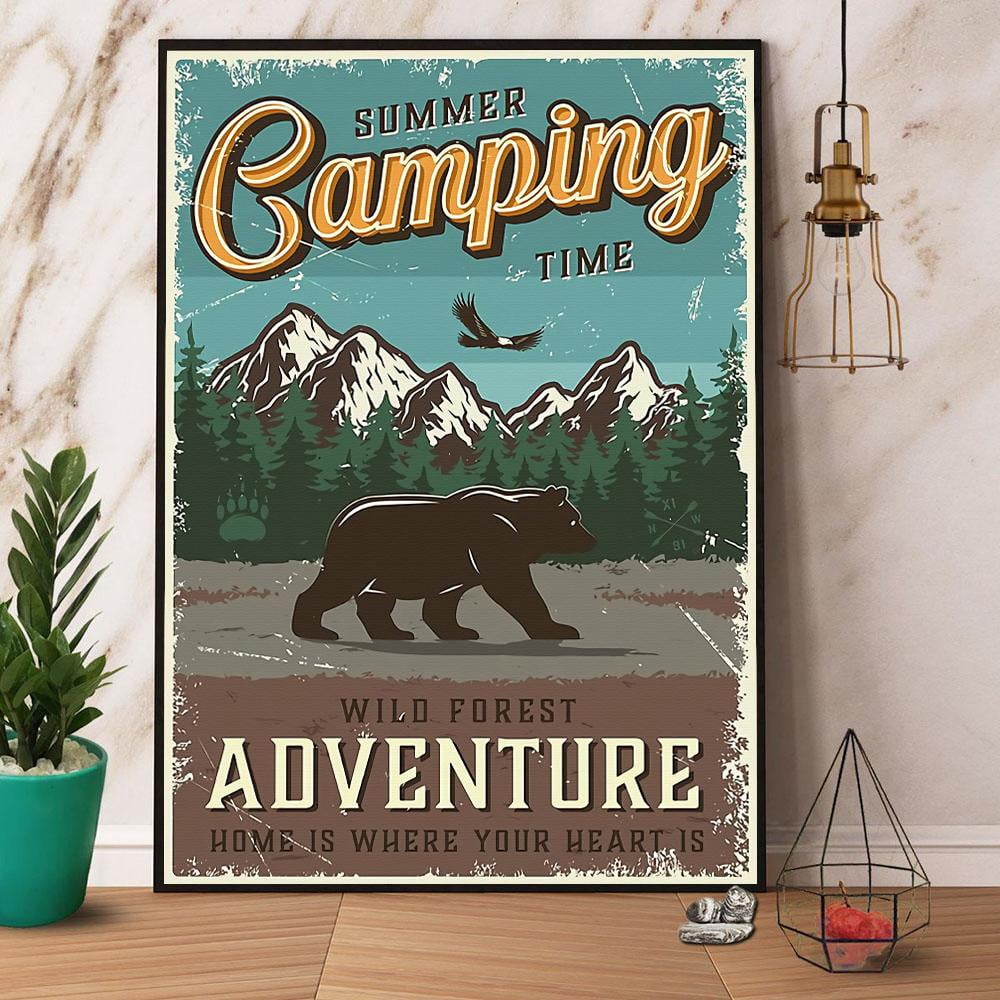 Bear Summer Camping Time Paper Poster No Frame Matte Wall Art Decor 11 ...