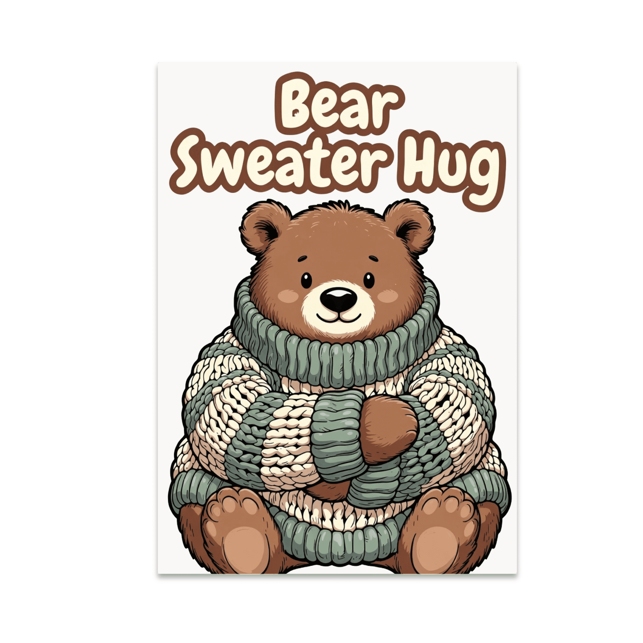 Bear Sweater Hug Wall Decor - Animal Art Enthusiast - 13x19 Poster ...