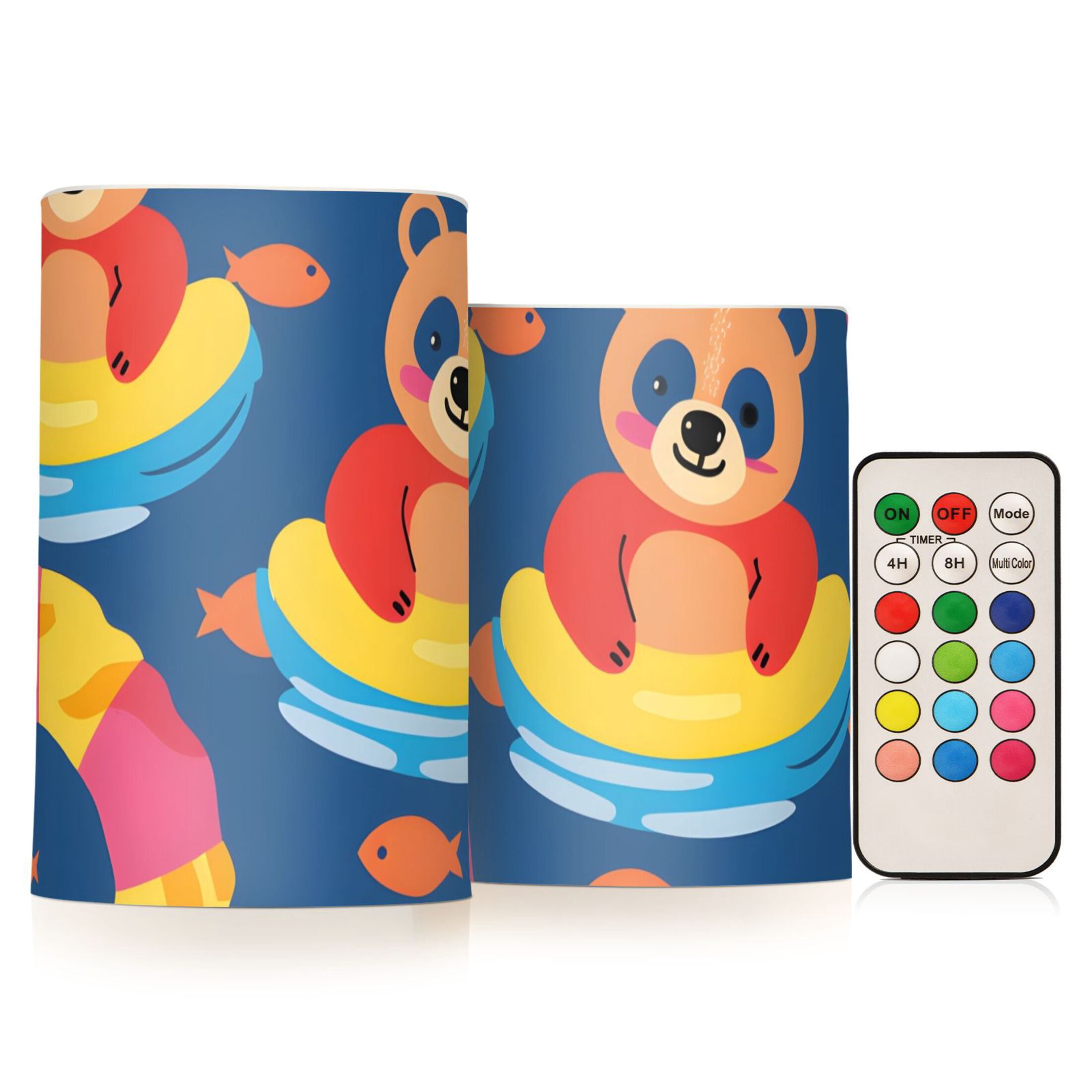 Bear Swimming Circle Fish Flameless Candles with Remote Timer LED ...