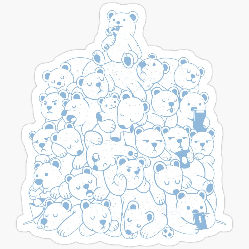 Bear T-Shirt Hibernation Kids Sticker Phone Decal Water Bottle Stickers ...