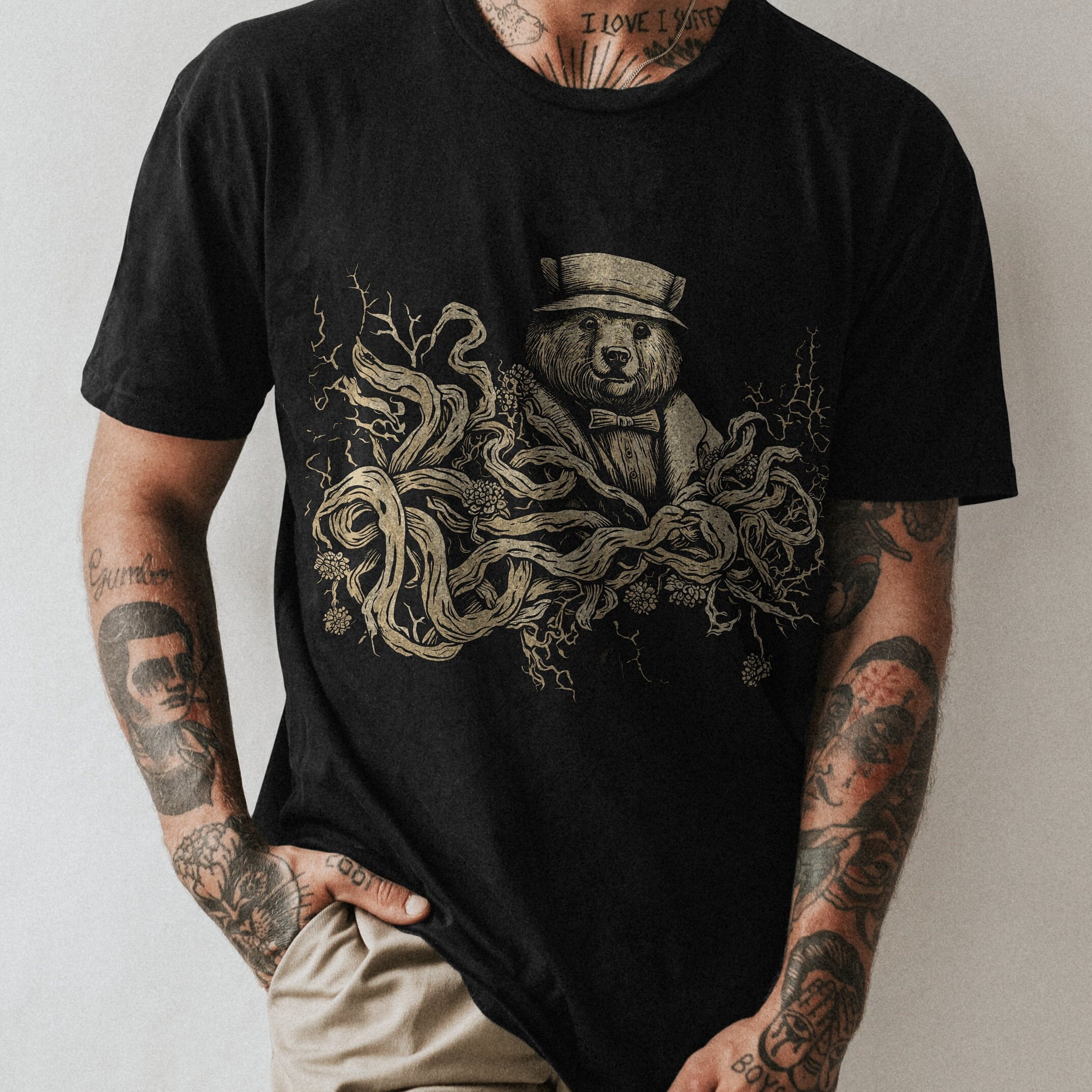 Bear T-shirt | Funny Bear in a Suit T-Shirt | Whimsical Formal Attire ...