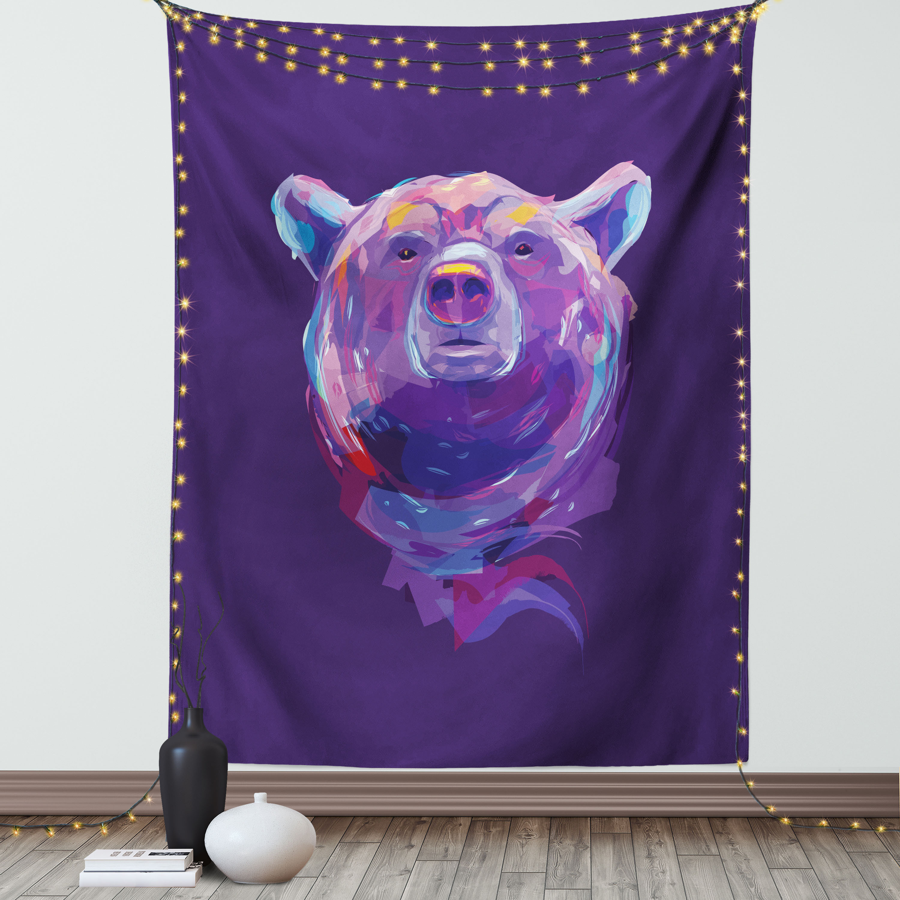 Bear Tapestry, Abstract Portrait with Digital Brushstrokes Wildlife ...