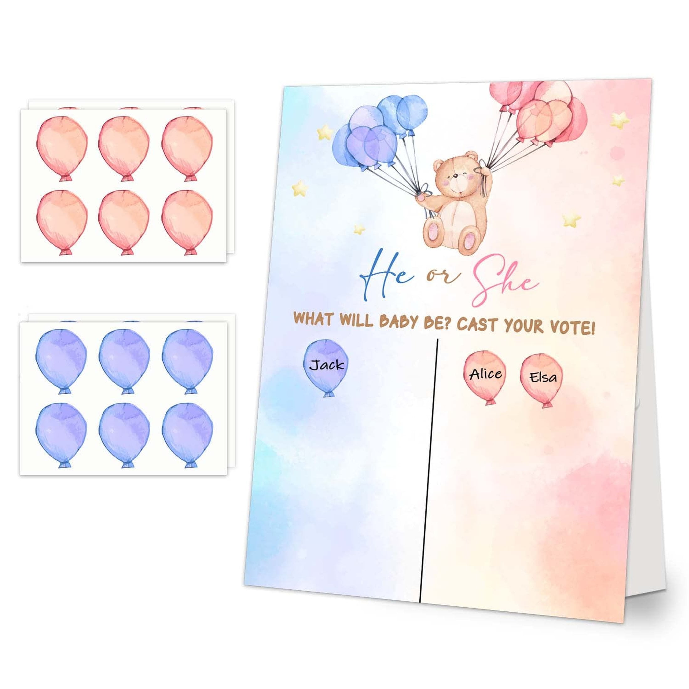 Bear Theme Gender Reveal Voting Board Game - Fun Guessing Activity for ...