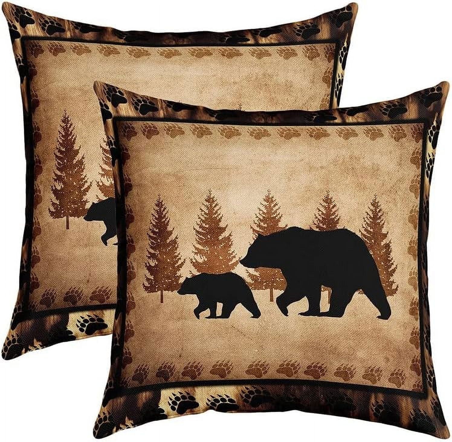 Bear Throw Pillow Covers 20"x20" Set of 2 Soft Wild Animal Cushion ...