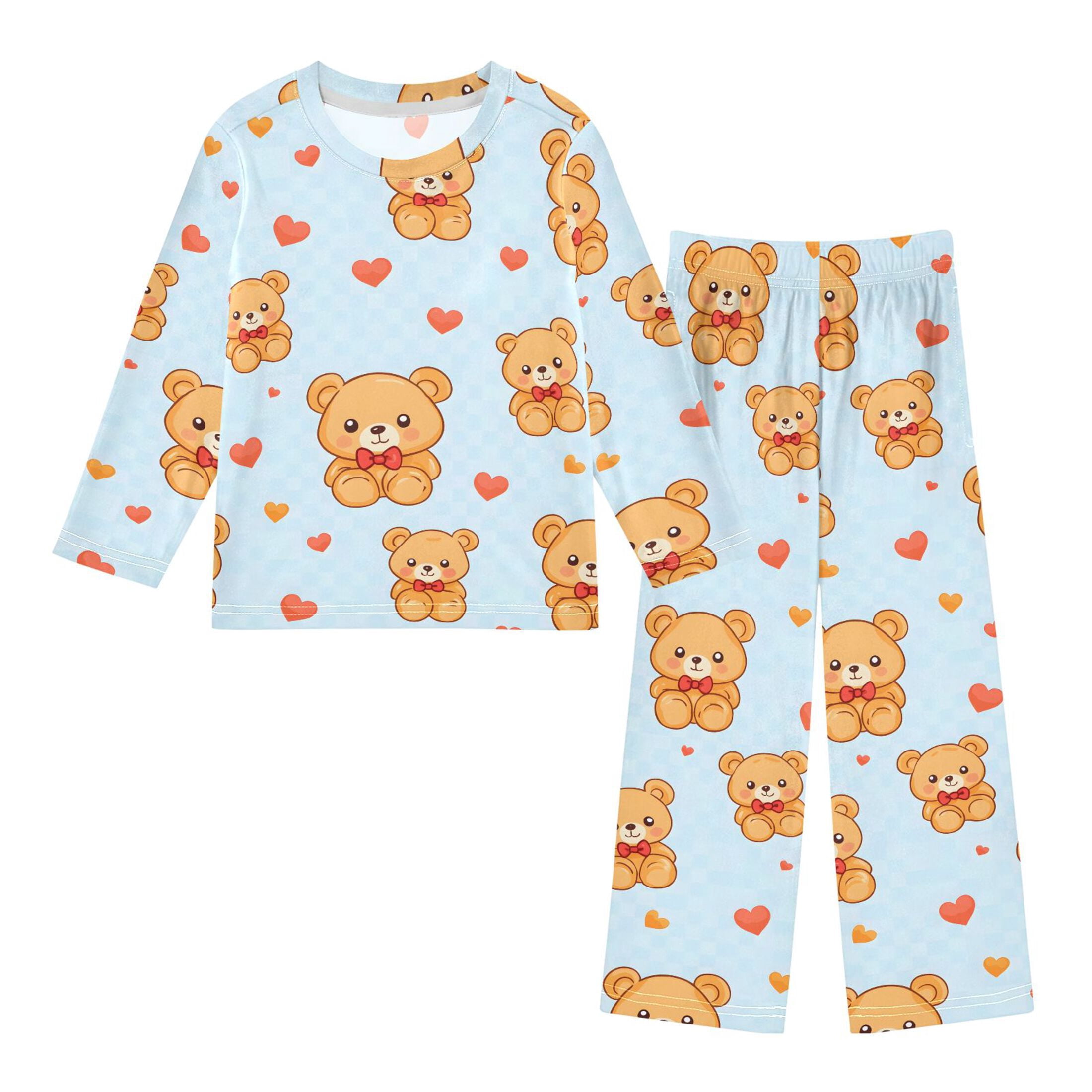 Bear Tile Cozy Soft Long Sleeves Top and Pants 2 Piece Cool Pjs Pajamas ...