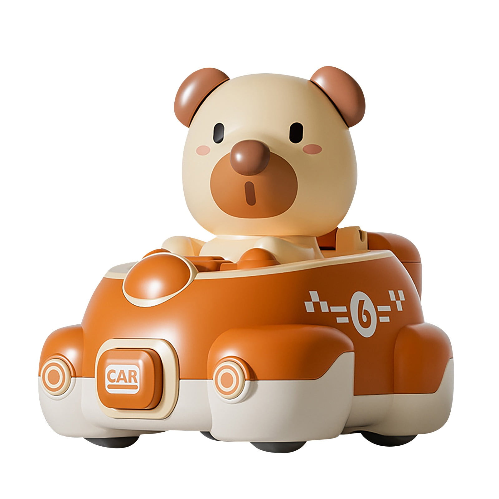 Bear Toy Car for Kids - Cute Brown Bear Driving Vehicle Toy - Push & Go ...