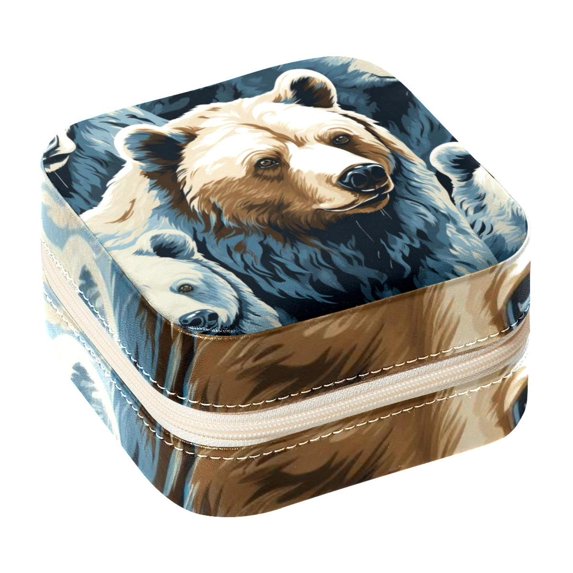 Bear Travel Portable Square Storage Box with Earring Holder, Necklace ...