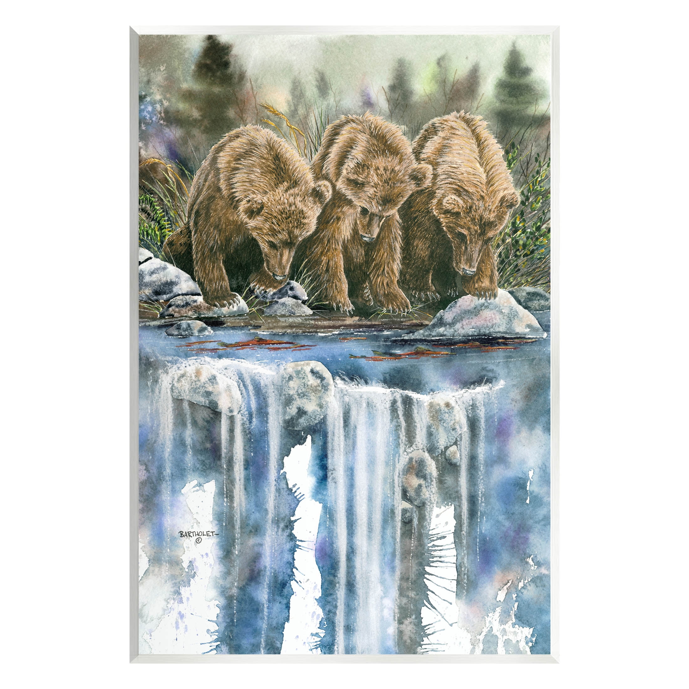 Dave Bartholet Bear Trio Fishing Lake Print - 13 x 19 Inches - Walmart.com