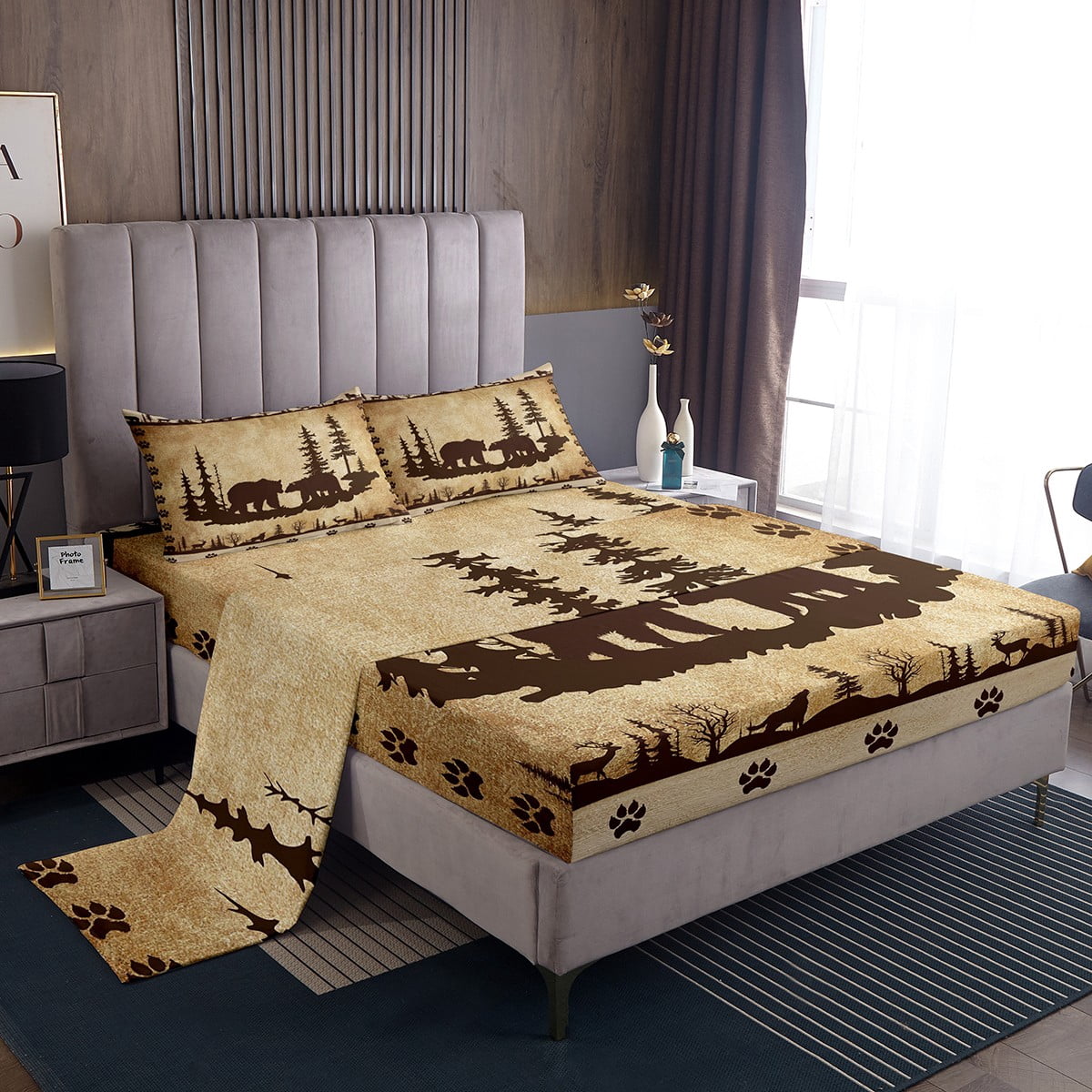 Bear Twin Bed Sheets Set,Rustic Cabin Bedding Set for Teens,Farmhouse ...