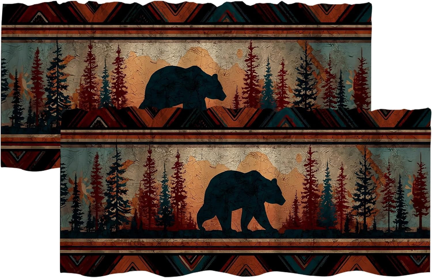 Bear Valance Curtains for Windows 2 Pack,Rod Pocket Valance Window ...