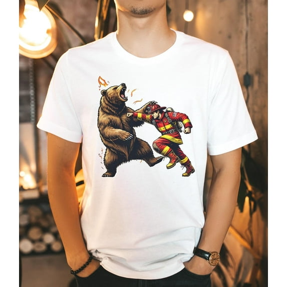 Bear Vs Fireman Unisex Tee Shirt, Animal Lover , Firefighter Apparel ...