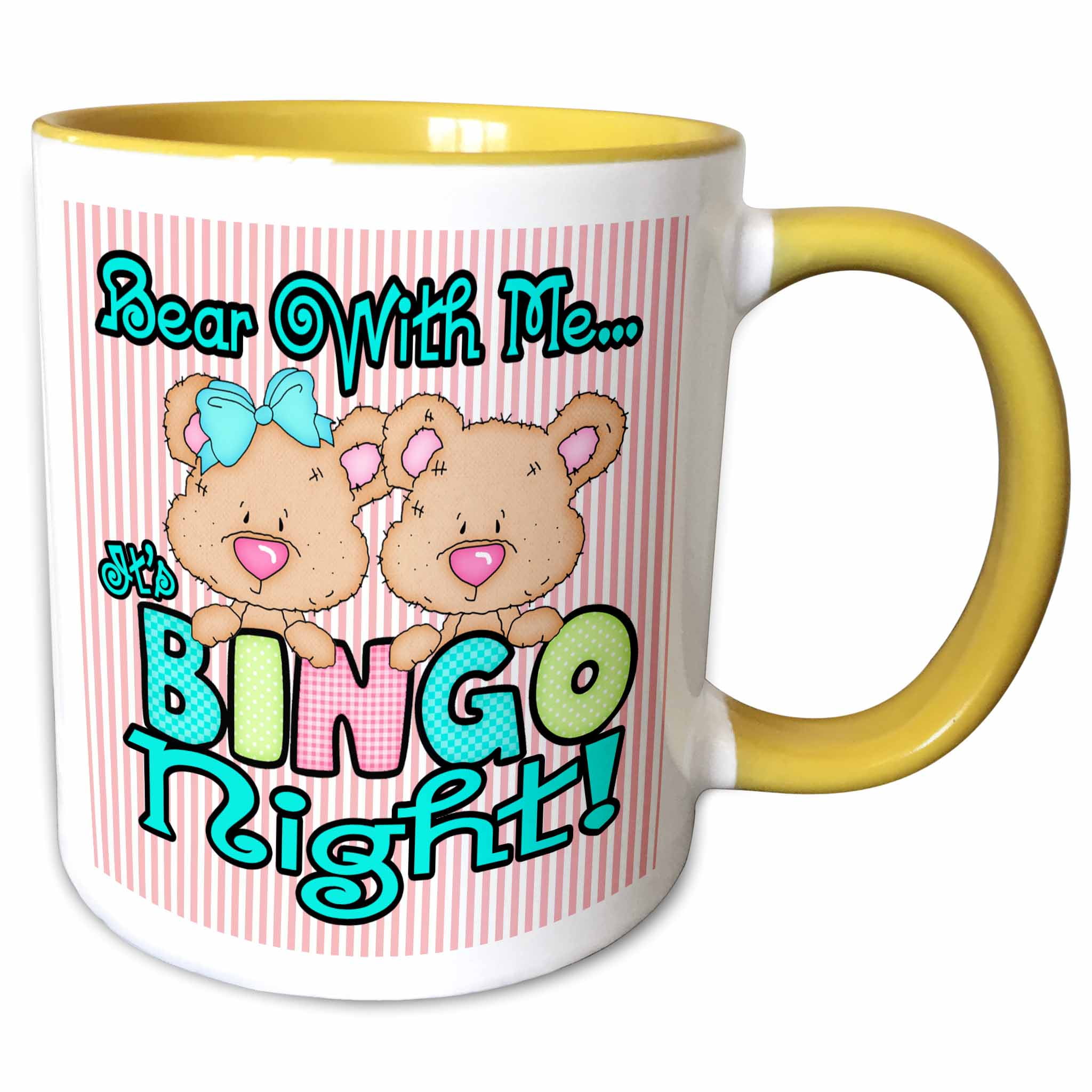 Bear WIth Me Its Bingo NIght Cute Bingo Bear Cartoon 11oz Two-Tone Yellow Mug mug-104460-8 ...