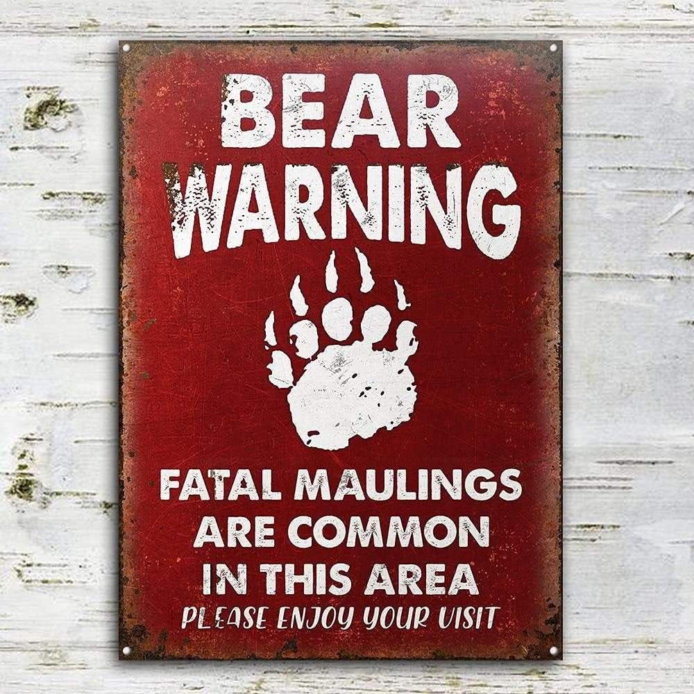 Bear Warning Funny Metal Sign Beware of Bears Sign Bear Lover Gift Bear ...