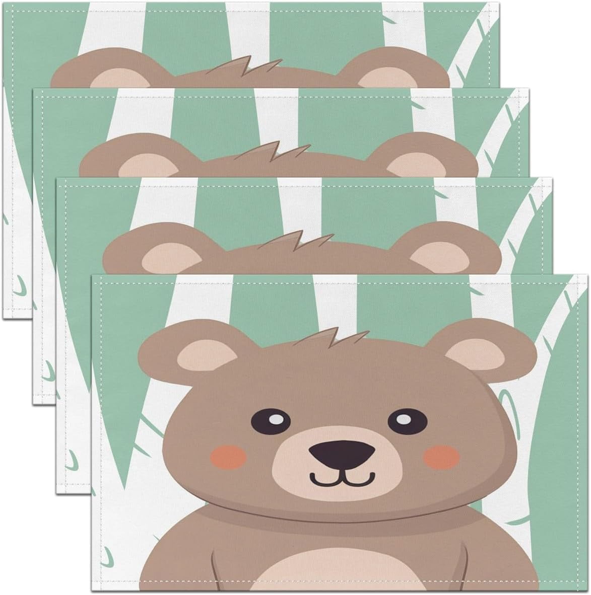 Bear Washable Fabric Table Mats Placemat Cute Cartoon Bear Placemats ...