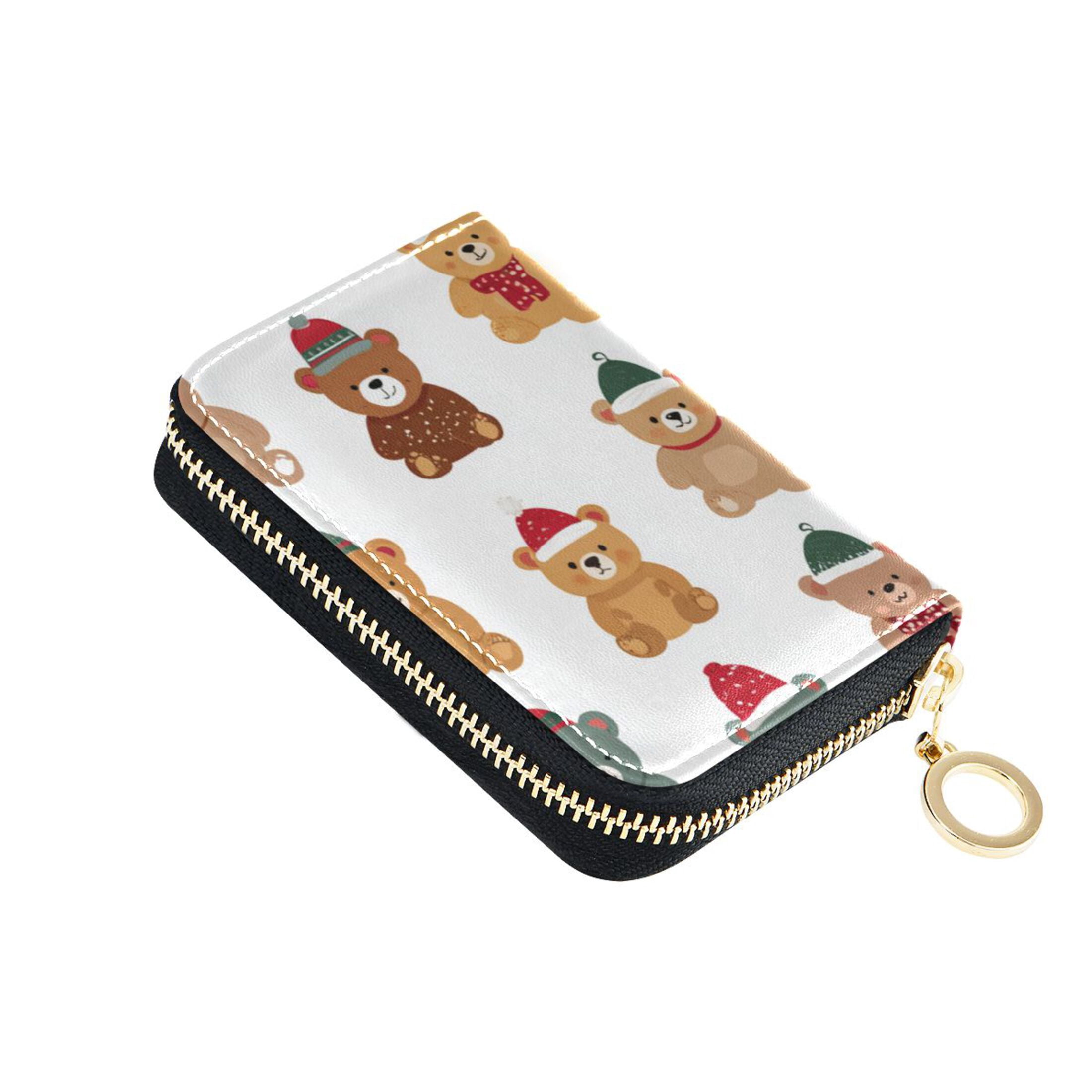 Bear Wearing Christmas Hats Repeating Pattern Women's Credit Card ...