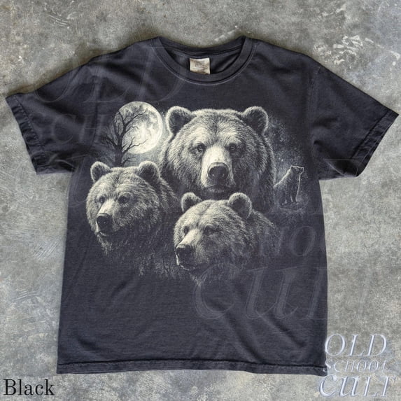 Bear Wildlife Graphic T-Shirt, Moon Forest Animal Tee, Comfort Colors ...