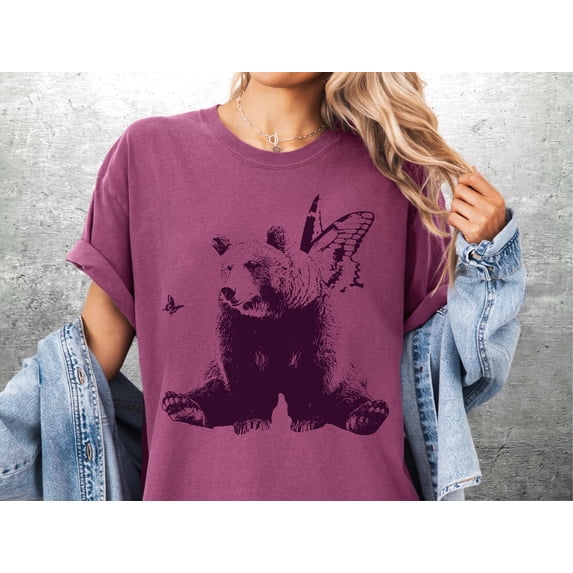 Bear With Butterfly Wings Shirt Women Tshirt - Walmart.com