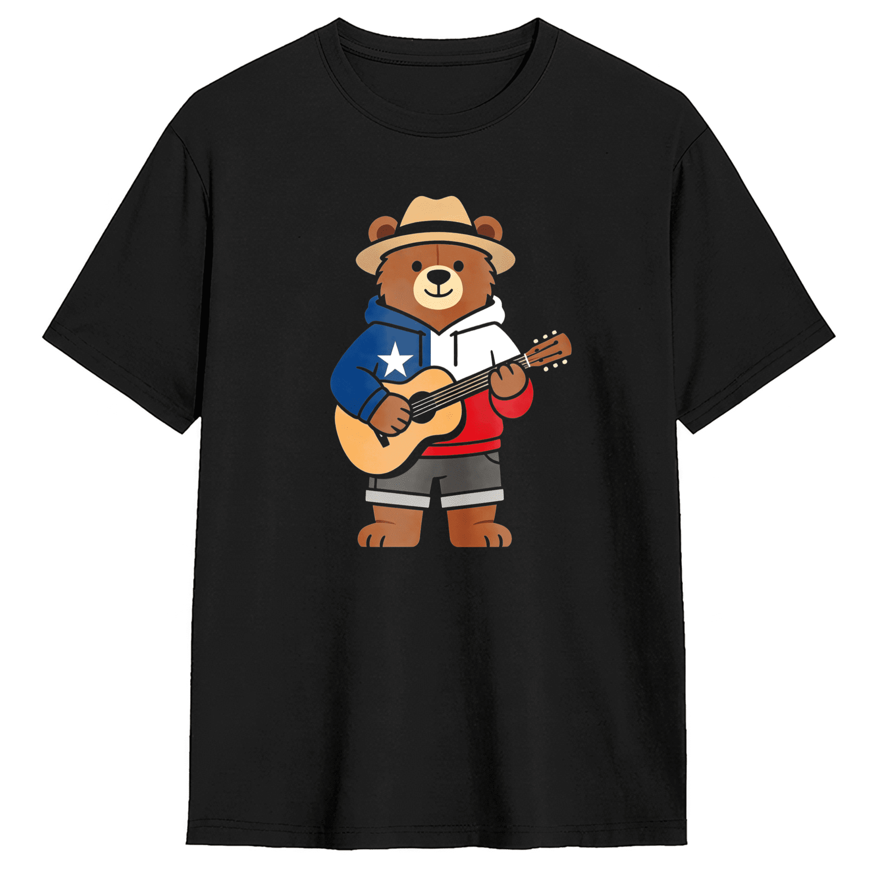 Bear With Guitar American Flag Cool Graphic Tee For Men And Women ...