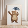 Bear With Umbrella Whimsical Nursery Wall Art Cute Animal Decor ...