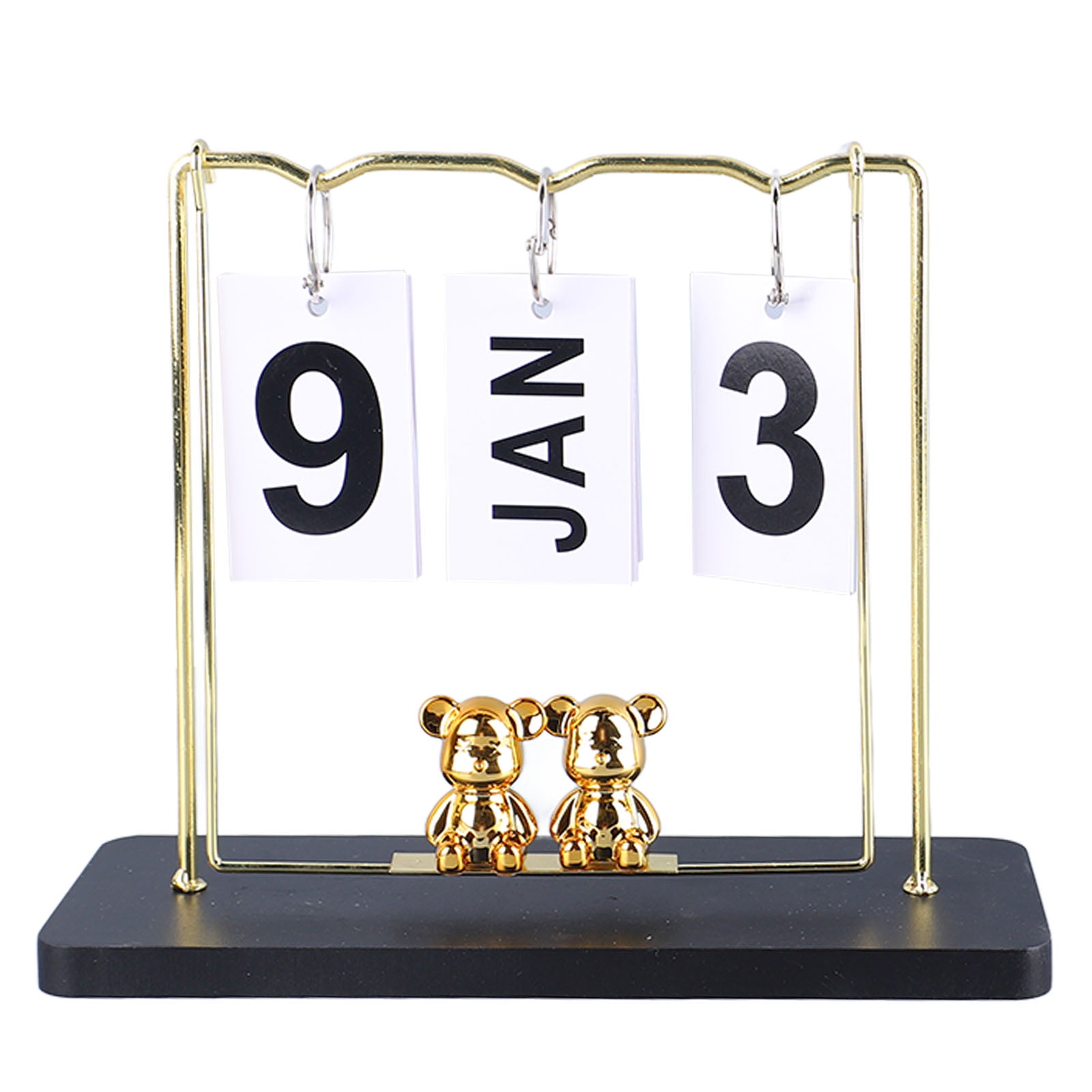 Bear Wooden Metal Flip Calendar Daily Flip Calendar Reusable Perpetual ...