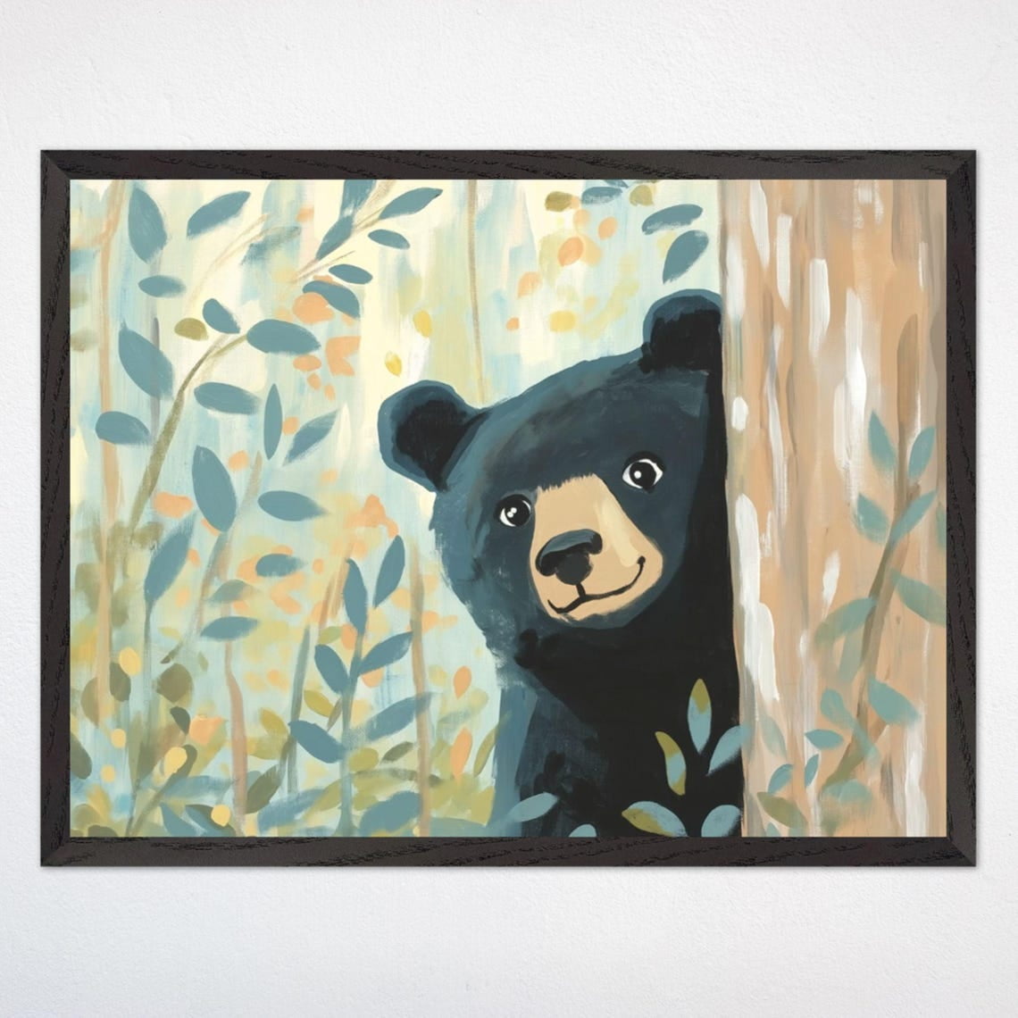 Bear Woodland Wall Art, Whimsical Nursery, Playful Forest Animal Poster ...