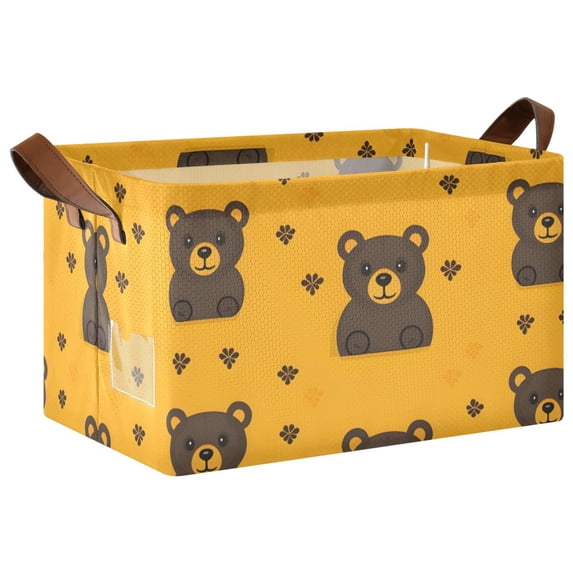Bear Yellow Pattern Collapsible Storage Bin Open Home Shelf Basket ...