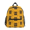 Bear Yellow Pattern Mini Backpack Cute Small Backpack with Chest Strap ...