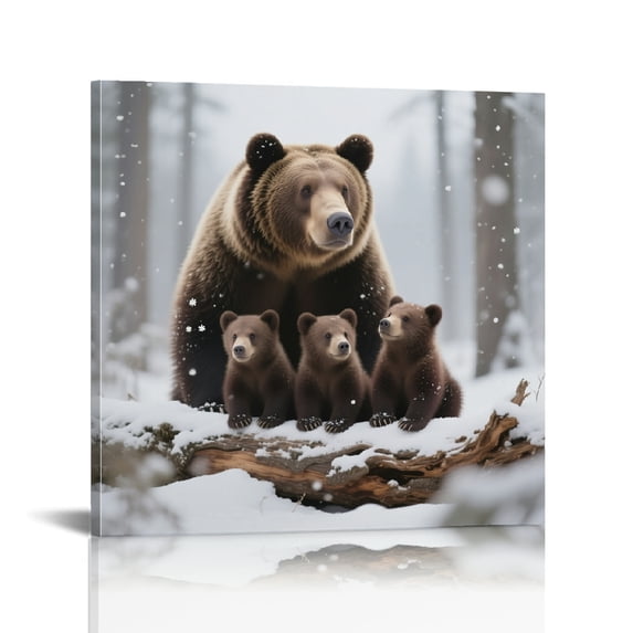 Bear and Cubs Love Family Canvas Wall Art, Art Modern Canvas Prints ...