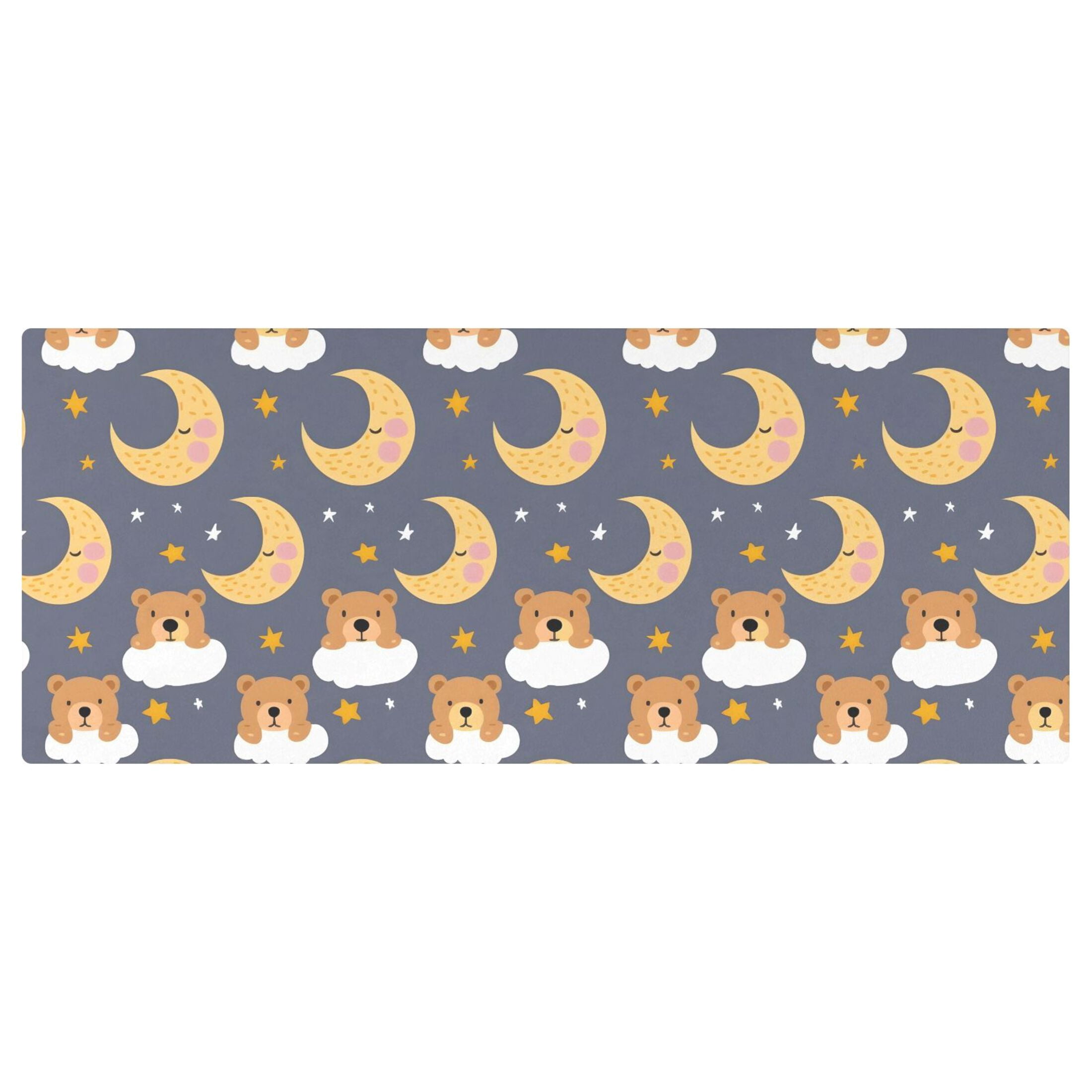 Bear and Moon Stretch Fitted Tablecloth 2.5x6ft Elastic Wrinkle ...
