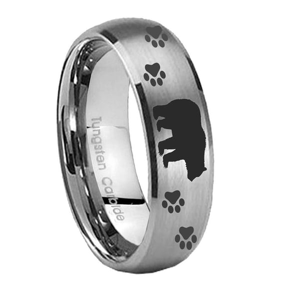 Bear and Paw 8MM Brushed Gray Dome Tungsten Men Ring - Walmart.com