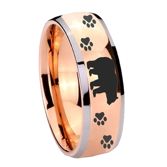 Bear and Paw 8MM Dome Rose Gold Two Tone Tungsten Men Ring - Walmart.com