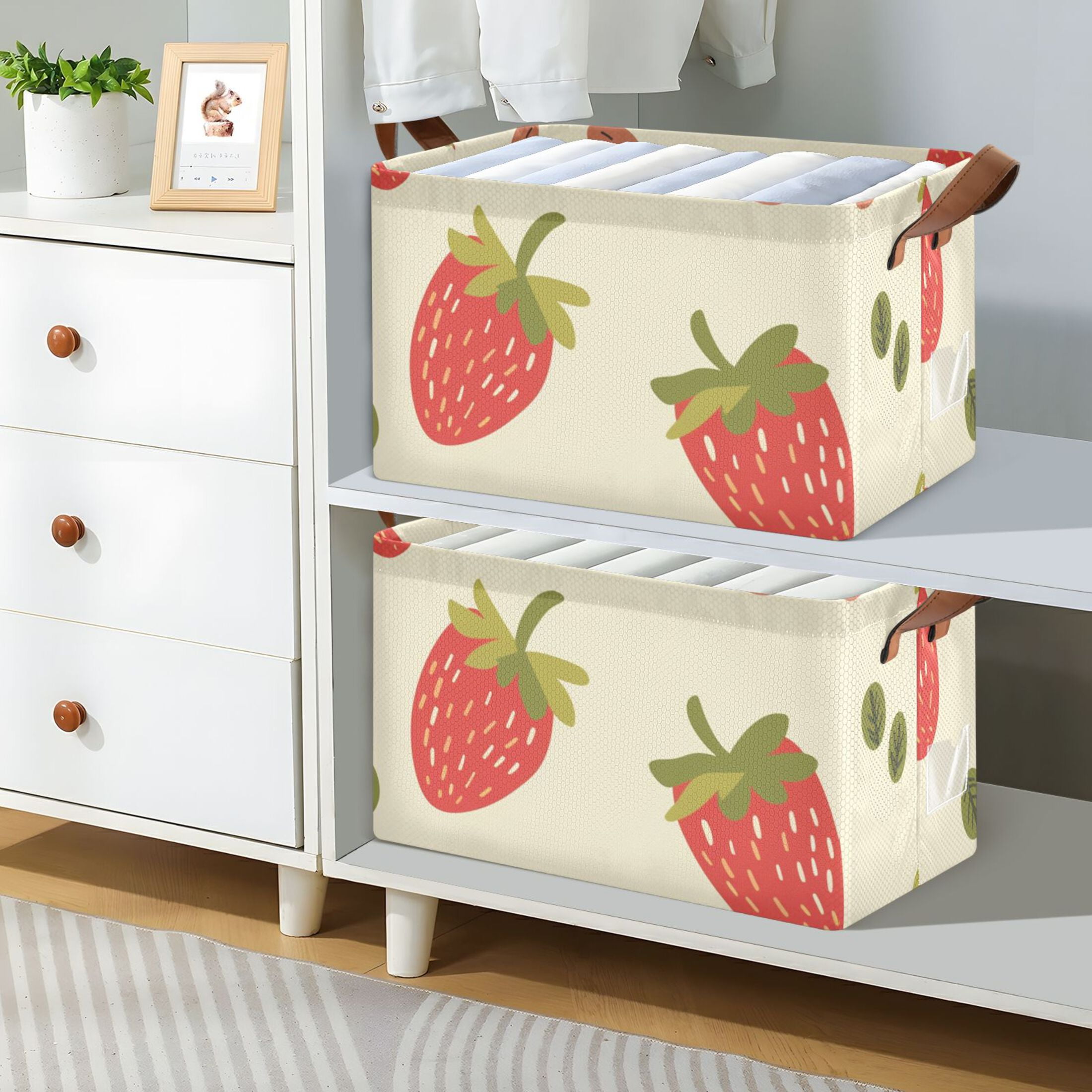Bear and Strawberry Foldable Storage Large Fabric Storage Baskets ...